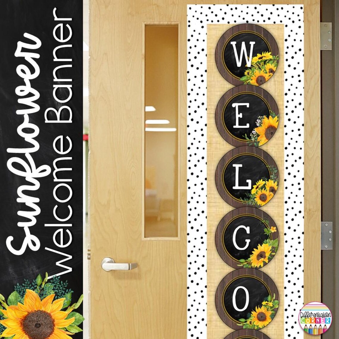 PRINTABLE Welcome Banner | Sunflower Farmhouse Classroom Decor ...