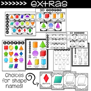 PRINTABLE Shape Posters Charts Black and White Classroom Decor 2D and ...