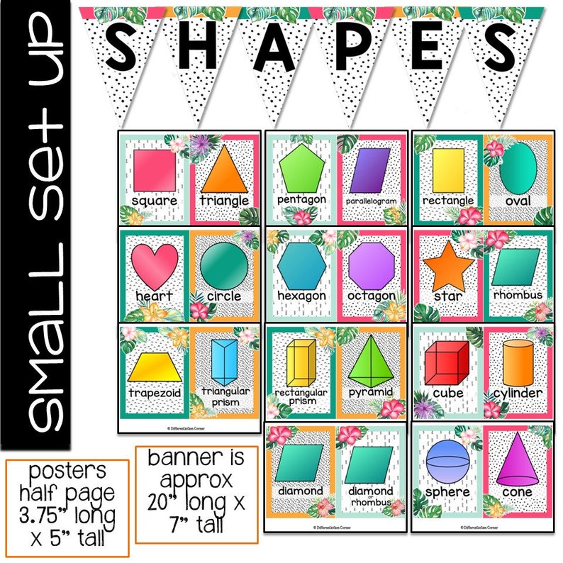 PRINTABLE Shape Posters and Charts Tropical Classroom Decor - Etsy