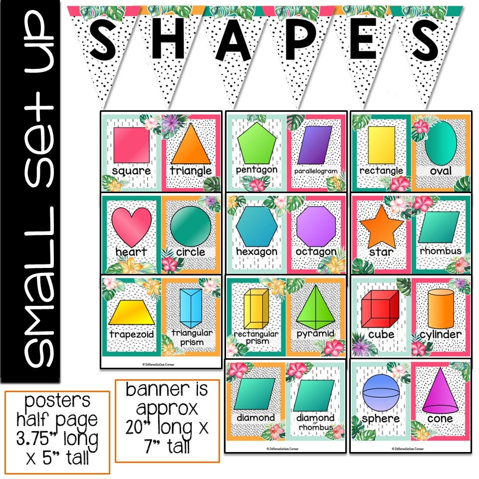 PRINTABLE Shape Posters and Charts Tropical Classroom Decor - Etsy