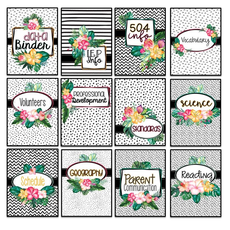 Editable Binder Covers and Spines | Tropical Classroom Decor ...