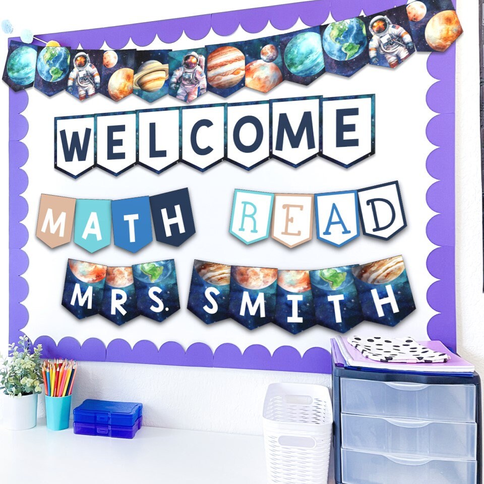 Editable Space Bunting Bulletin Board Banner Letters Space Classroom ...
