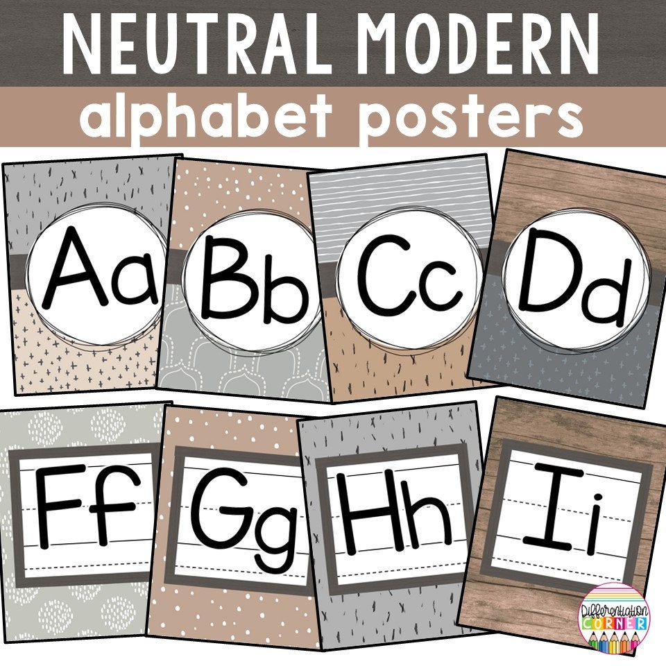 Alphabet Posters for the Classroom Neutral Boho Classroom Decor ...