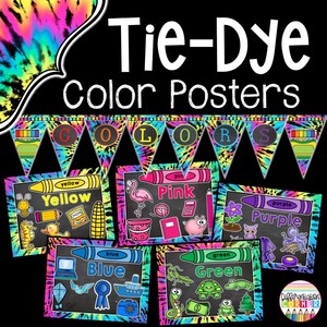 PRINTABLE Color Posters Pack | Tie Dye Retro Classroom Decor | Retro ...