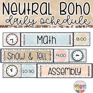 Editable Daily Schedule Cards Neutral Boho Classroom Decor Boho ...
