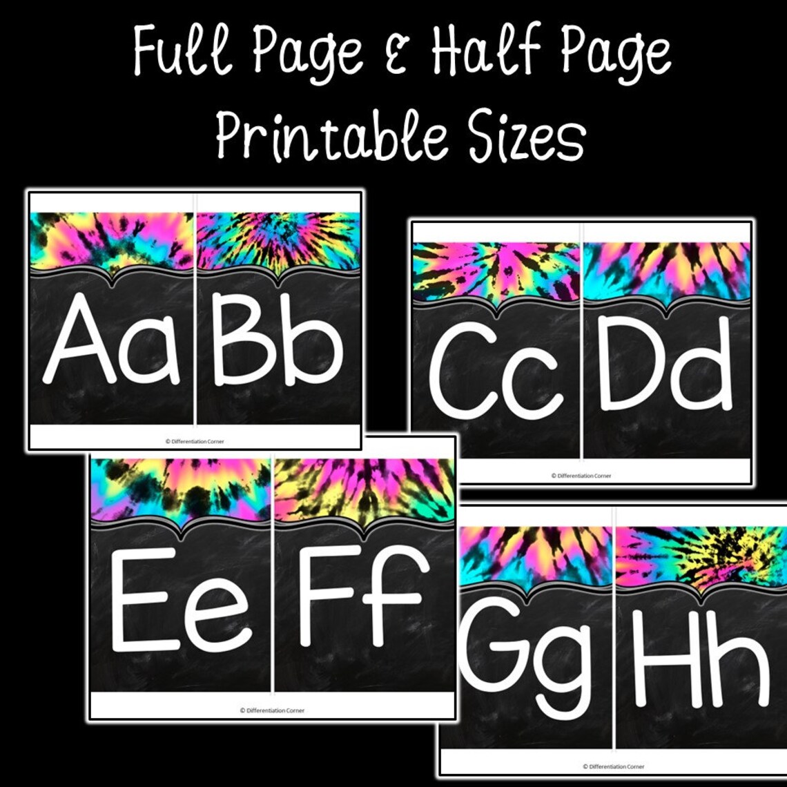 Alphabet Posters for the Classroom Tie Dye Retro Classroom - Etsy