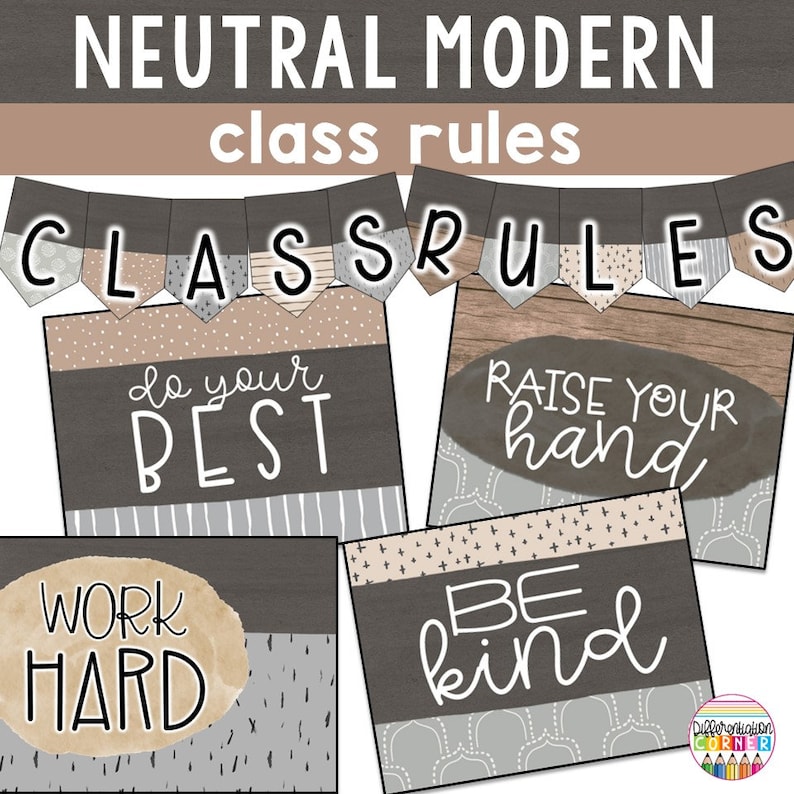 Editable Boho Classroom Rules Posters Neutral Boho Classroom Decor ...