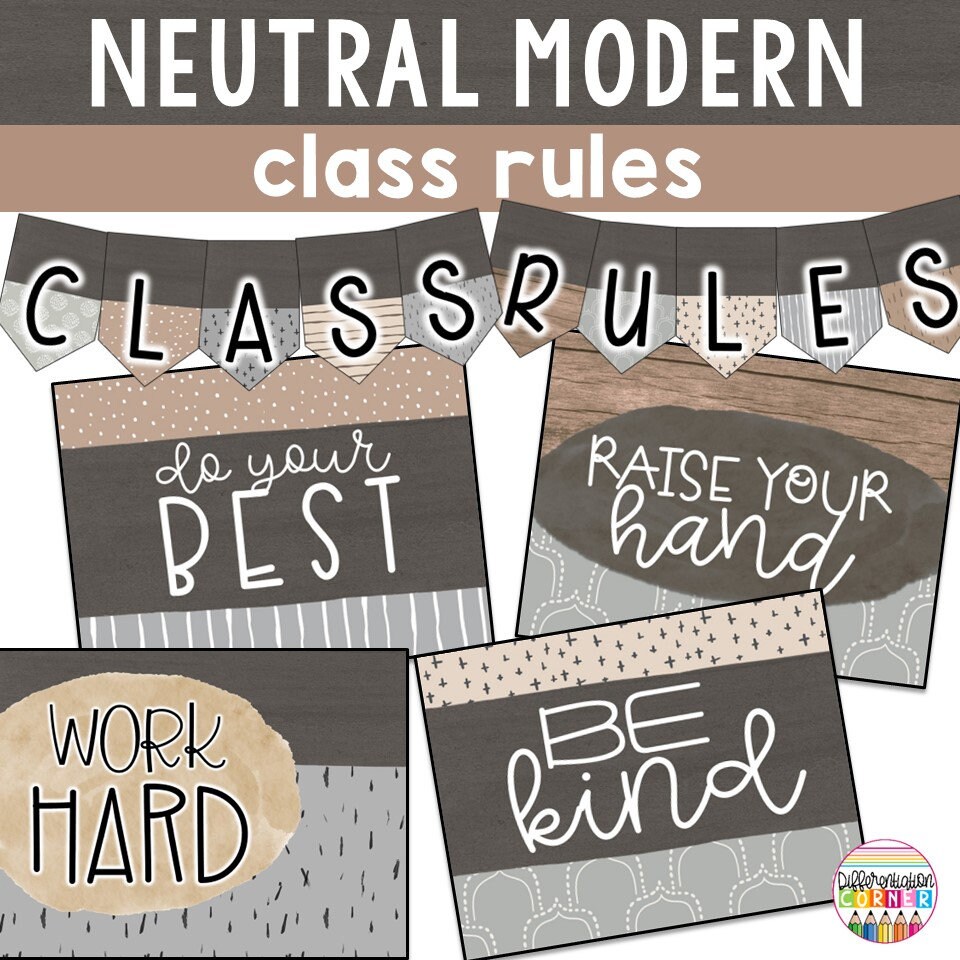 Editable Boho Classroom Rules Posters Neutral Boho Classroom Decor ...