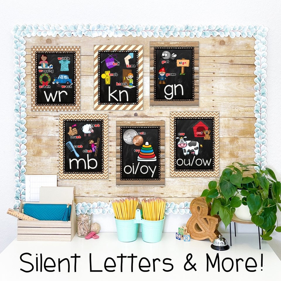 Farmhouse Neutral Alphabet Posters, Phonics Posters Vowel Valley Sound ...