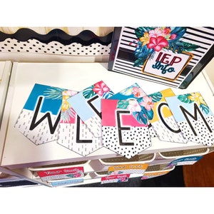 Editable Tropical Bunting Bulletin Board Banner Letters Tropical ...