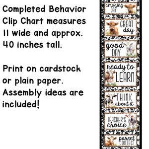 Printable Cow Print Behavior Clip Chart Farmhouse Classroom Decor ...