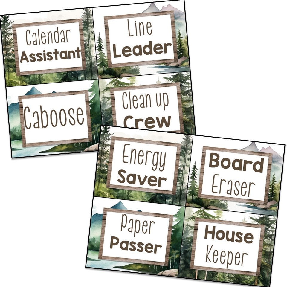 Editable Classroom Job Chart Template Nature Classroom Decor Theme ...