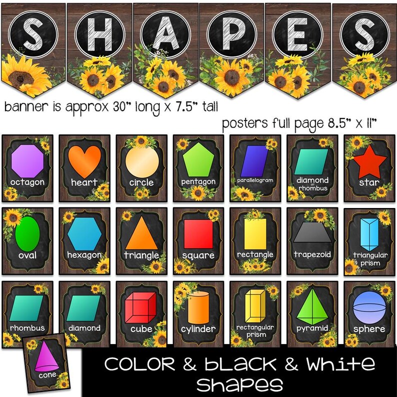 PRINTABLE Shape Posters and Charts | Sunflower Farmhouse Classroom ...