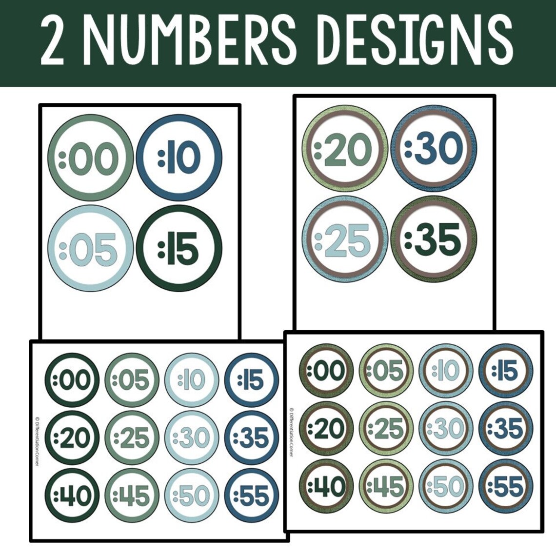 Nature Clock Label Numbers in 5 Minute Intervals | Nature Classroom ...