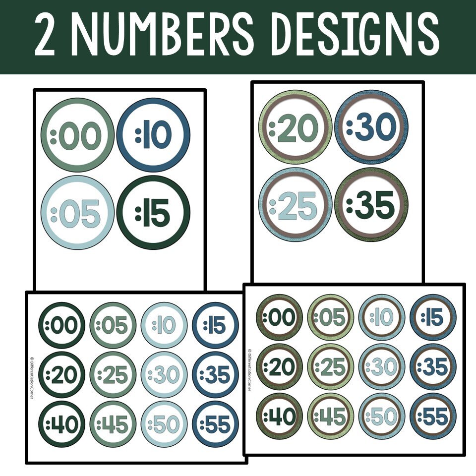 Nature Clock Label Numbers in 5 Minute Intervals Nature Classroom Decor ...