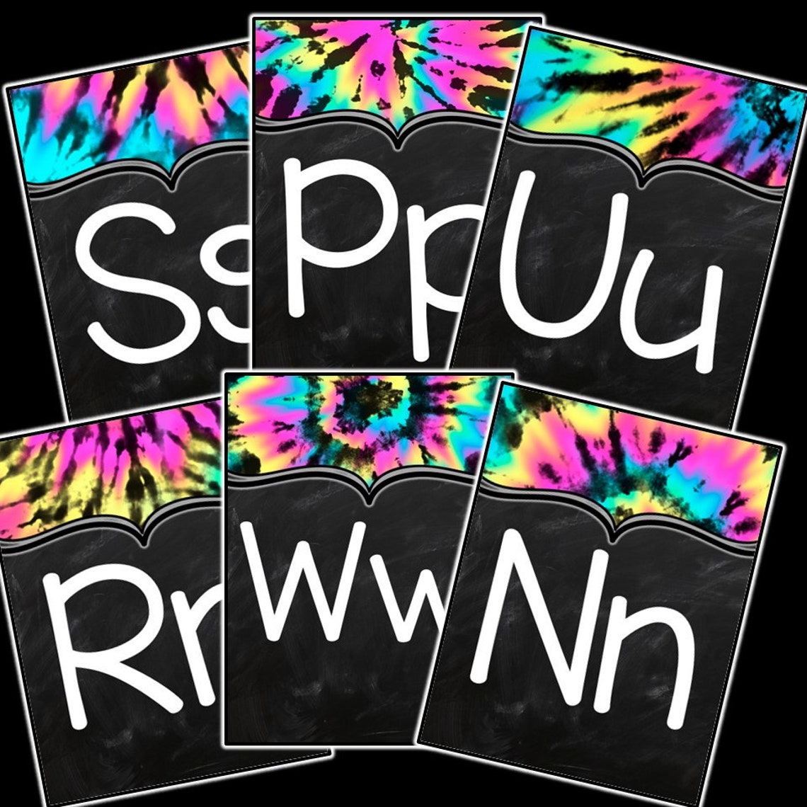 Alphabet Posters for the Classroom Tie Dye Retro Classroom - Etsy