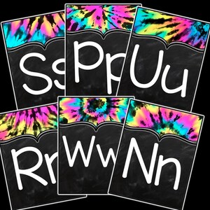 Alphabet Posters for the Classroom Tie Dye Retro Classroom Decor ...