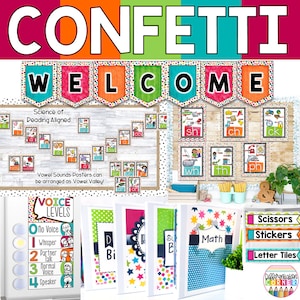 Confetti Rainbow Classroom Decor Bundle | Classroom Bulletin Board ...