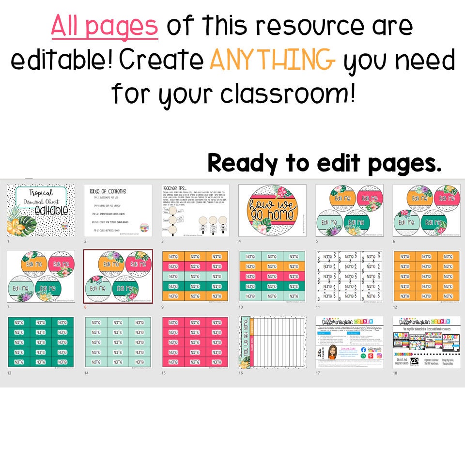 How We Go Home Dismissal Chart Template Tropical Classroom Decor How We ...