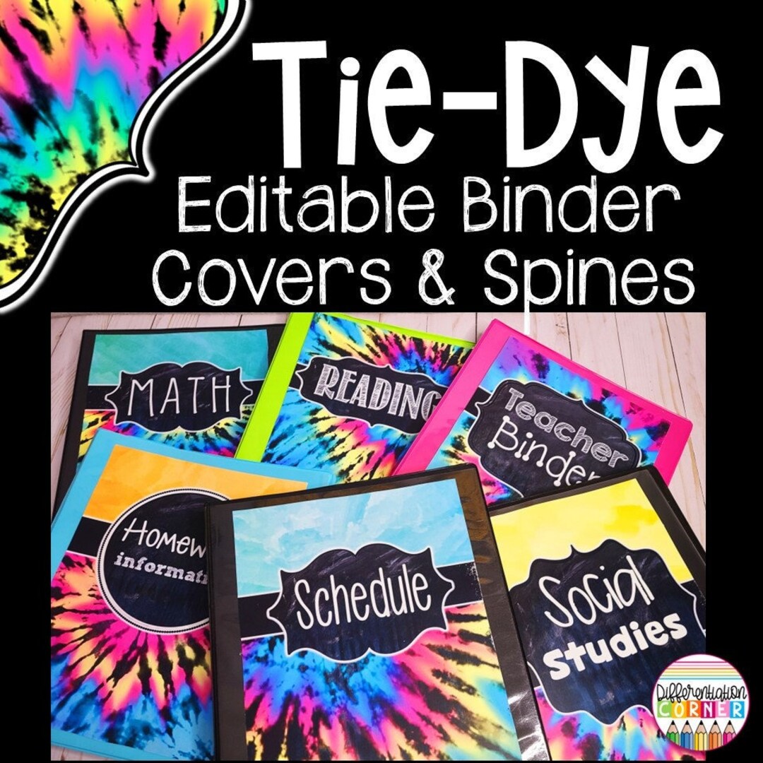 Editable Groovy Hippie Binder Covers and Spines Tie Dye - Etsy
