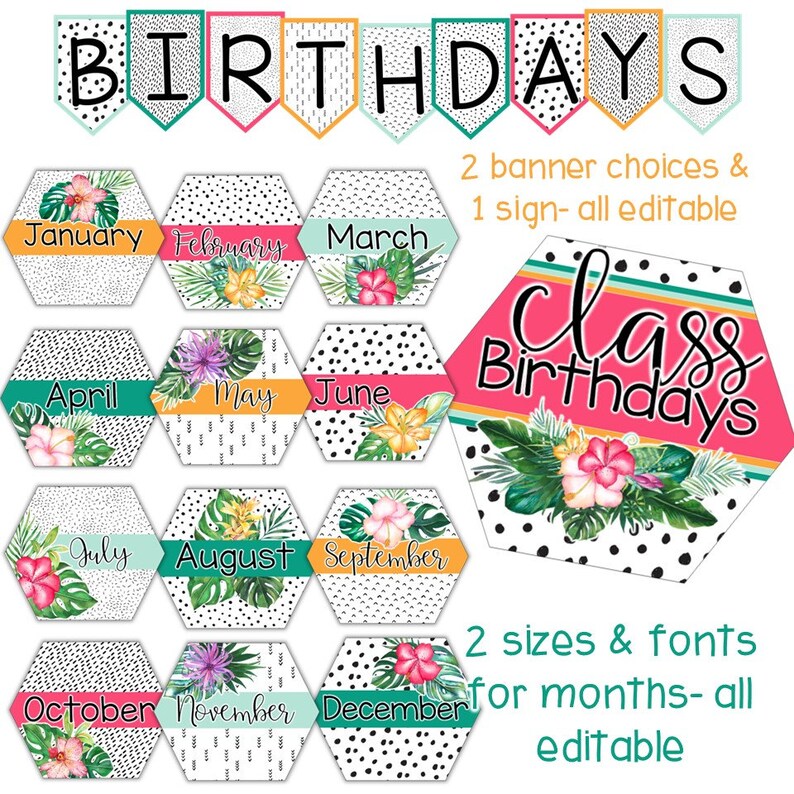 Tropical Classroom Birthday Display Tropical Classroom Decor Classroom ...