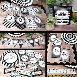 Modern Black and White Classroom Decor Bundle Classroom Bulletin Board ...