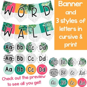 Classroom Word Wall Display Editable Tropical Classroom Decor Word Wall ...