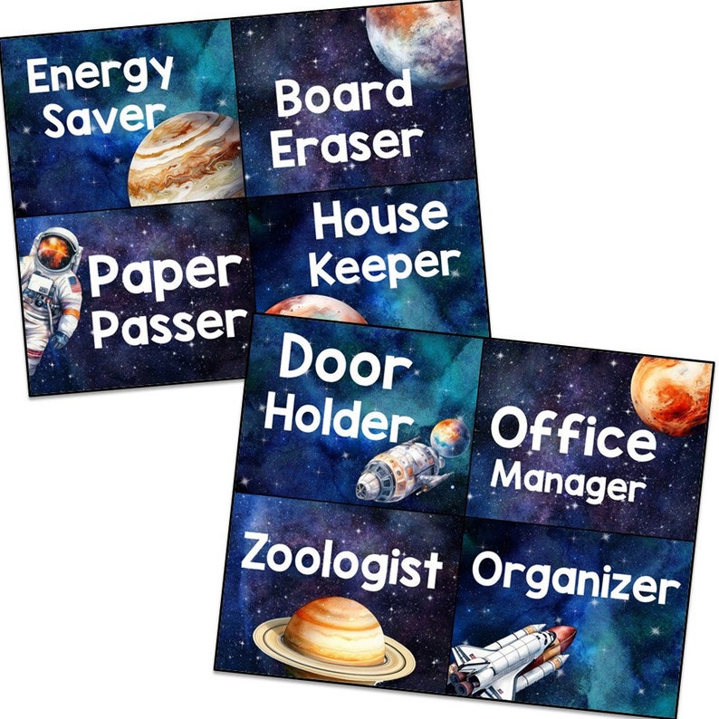 Editable Classroom Job Chart Template Space Classroom Decor Theme ...