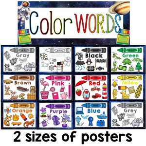 PRINTABLE Color Posters Pack Space Theme Classroom Decor Colors Posters ...
