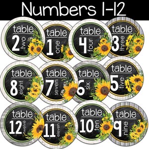 PRINTABLE Table Numbers | Sunflower Farmhouse Classroom Decor Classroom ...