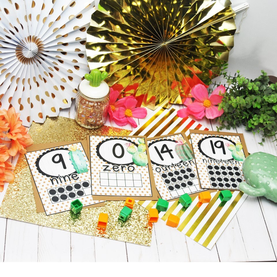 Number Posters 0-30 Number Line With Negative Numbers Cactus - Etsy