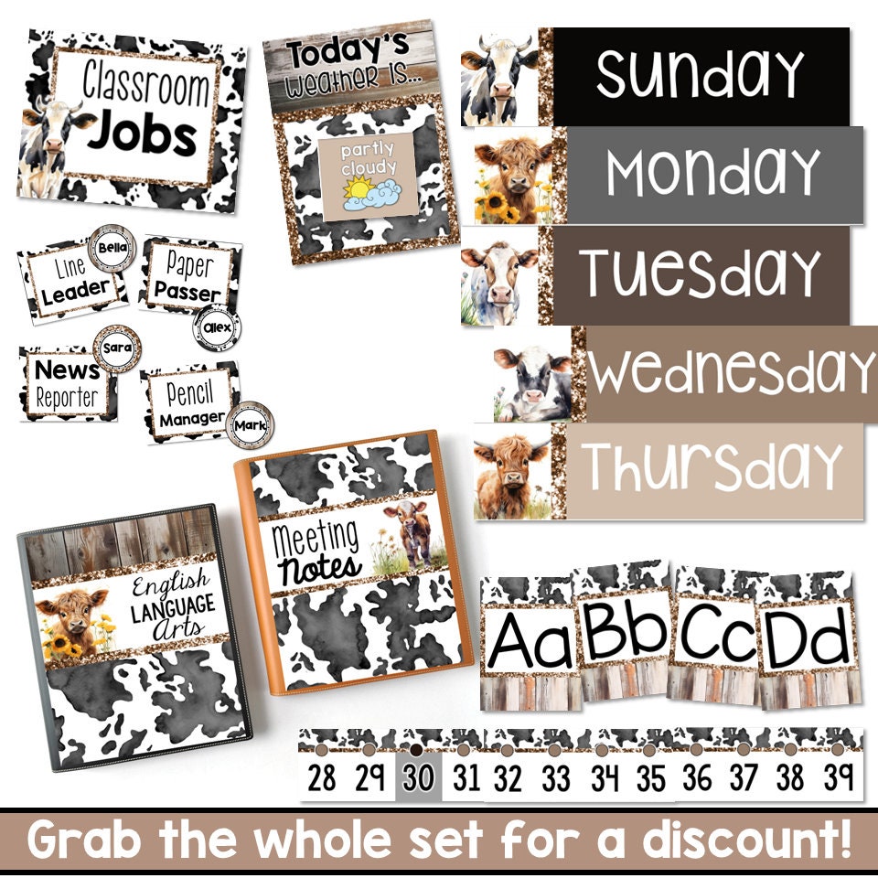 Classroom Hand Signal Posters, Cow Print Classroom Decor, Editable Hand ...