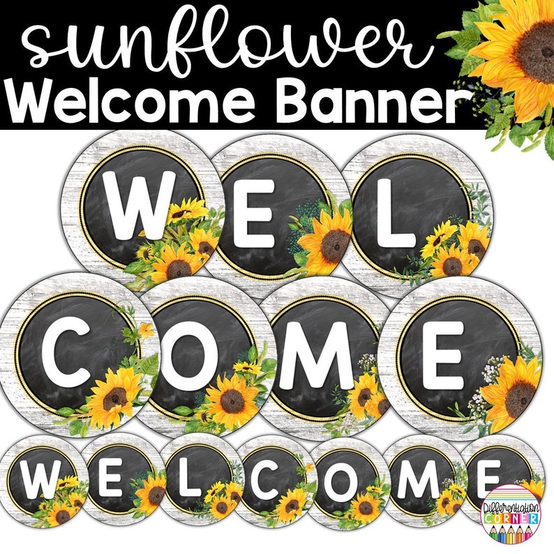 PRINTABLE Welcome Banner | Sunflower Farmhouse Classroom Decor ...