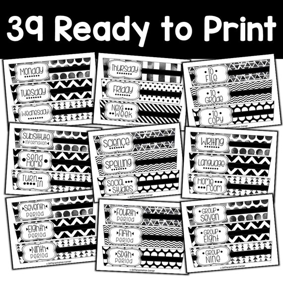 Editable Labels Black And White