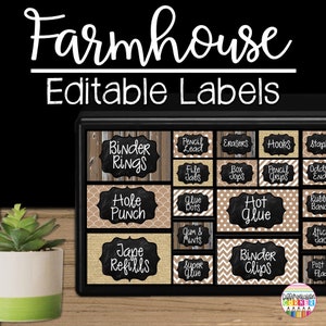 Farmhouse Neutral Teacher Tool Box Labels, Farmhouse Neutral Classroom ...