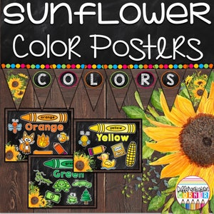 PRINTABLE Color Posters Pack | Sunflower Farmhouse Classroom Decor ...