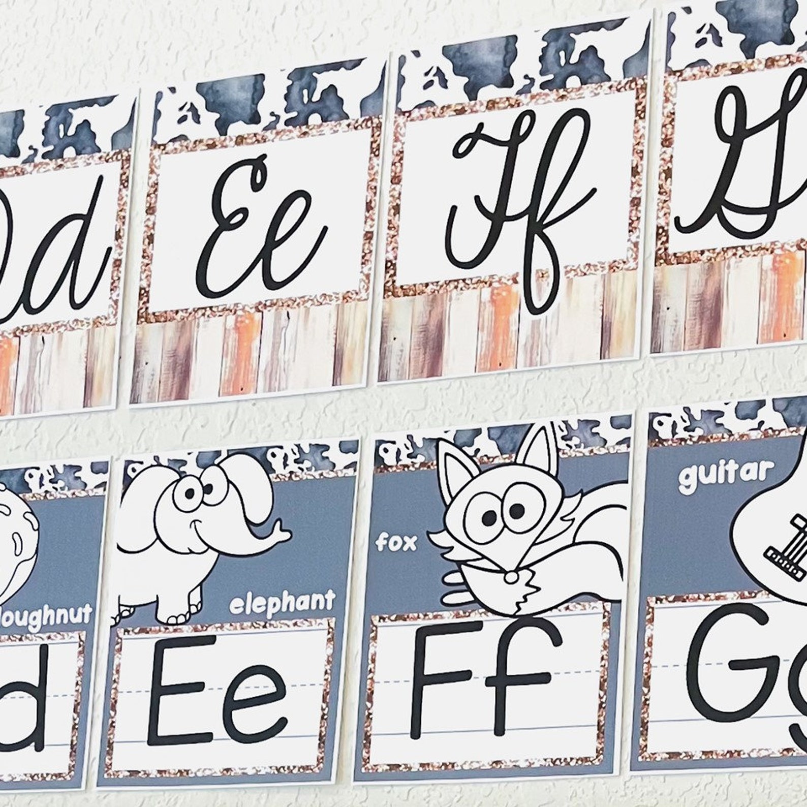 Cursive Alphabet Posters for the Classroom Cow Print Farmhouse ...