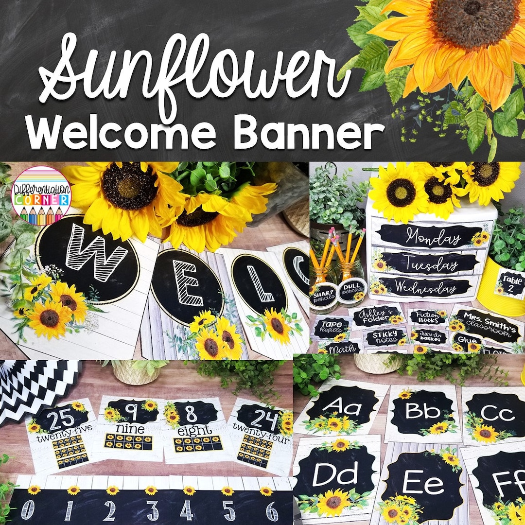 Modern Sunflower Classroom Decor Sunflower Printable Classroom Bulletin ...