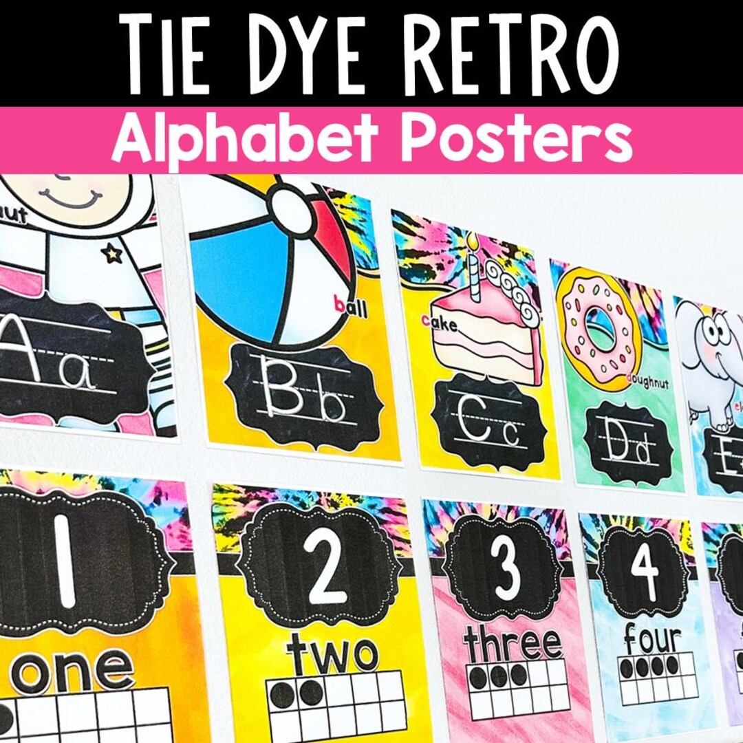 Large Alphabet Posters for Classroom Tie Dye Retro Classroom Decor ...