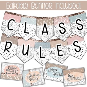 Editable Boho Classroom Rules Posters Neutral Boho Classroom Decor ...