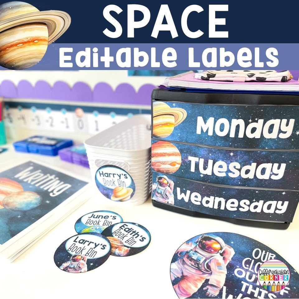 Editable Space Classroom Labels Space Theme Classroom Decor Classroom ...