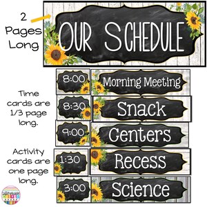 Editable Daily Schedule Cards Sunflower Farmhouse Classroom Decor ...