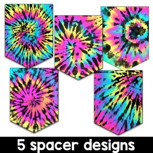 Editable Tie Dye Retro Bunting Bulletin Board Banner Letters Tie Dye ...