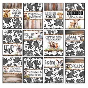 Editable Cow Print Binder Covers and Spines Farmhouse Classroom Decor ...