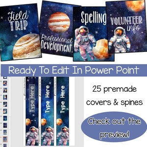 Editable Space Binder Covers and Spines Space Classroom Decor Space ...