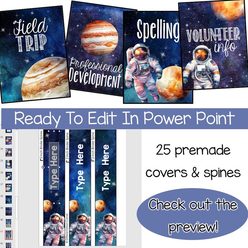 Editable Space Binder Covers and Spines Space Classroom Decor Space ...
