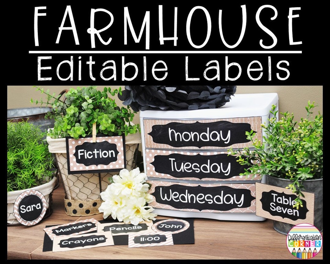 Editable Farmhouse Neutral Classroom Labels Neutral Farmhouse Classroom ...