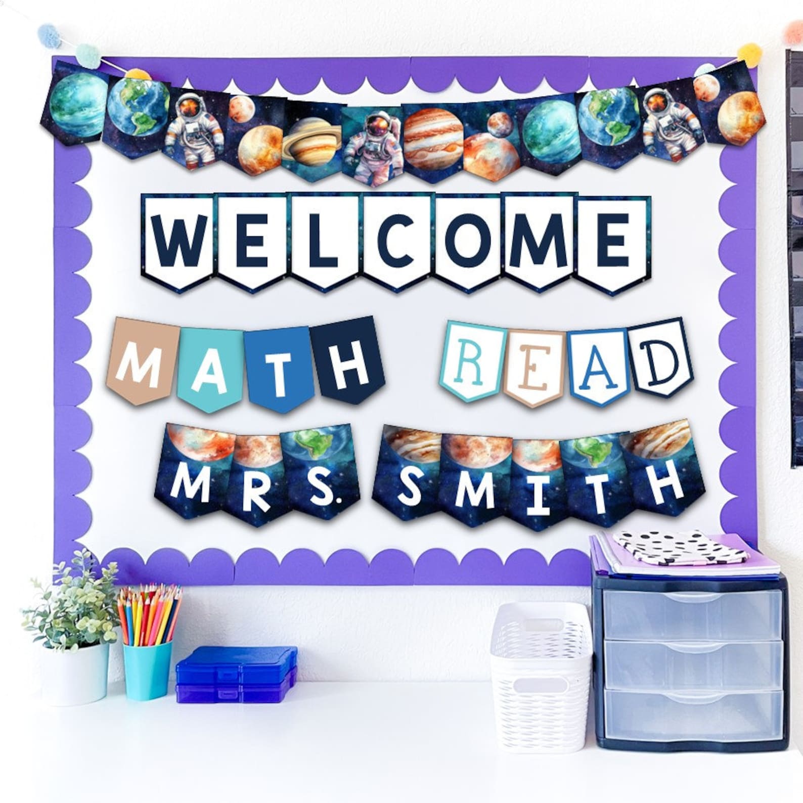 Editable Space Bunting Bulletin Board Banner Letters Space Classroom ...