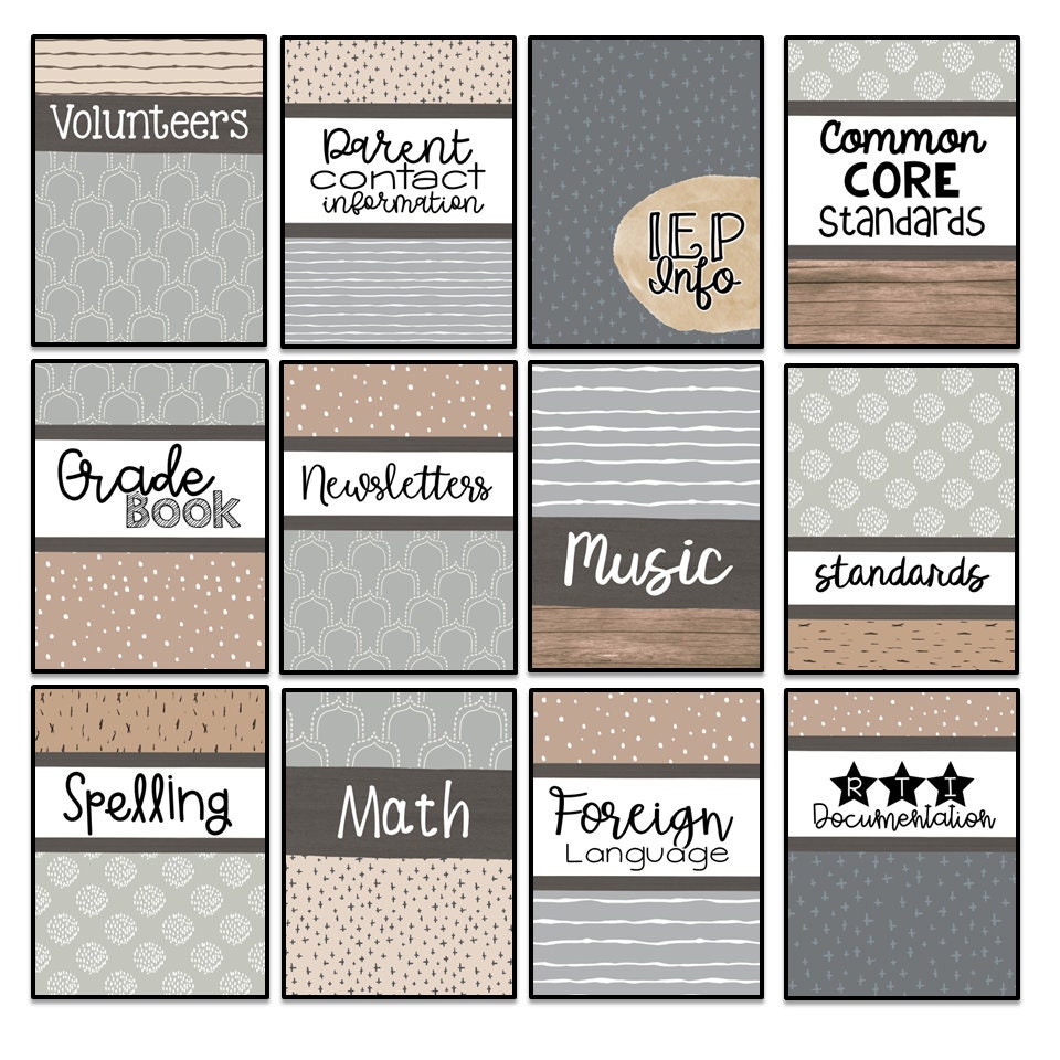 Editable Binder Covers and Spines Neutral Boho Classroom Decor ...