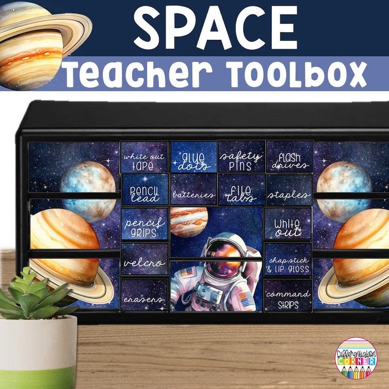 Space Theme Teacher Tool Box Labels Space Classroom Decor Teacher ...